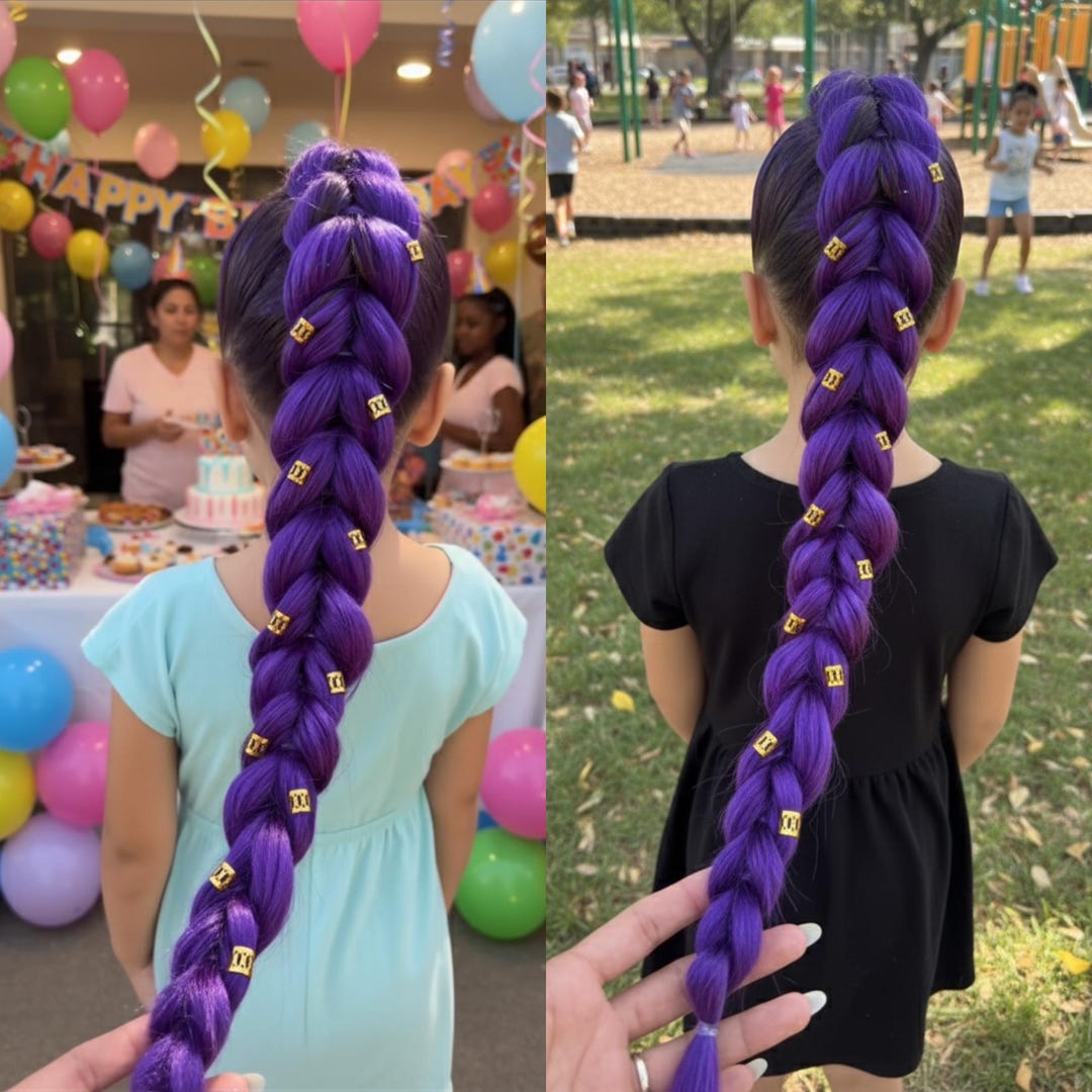 Rumi K Pop Demon Hunters Huntrix Purple Braiding Braid Hair, Perruque ...