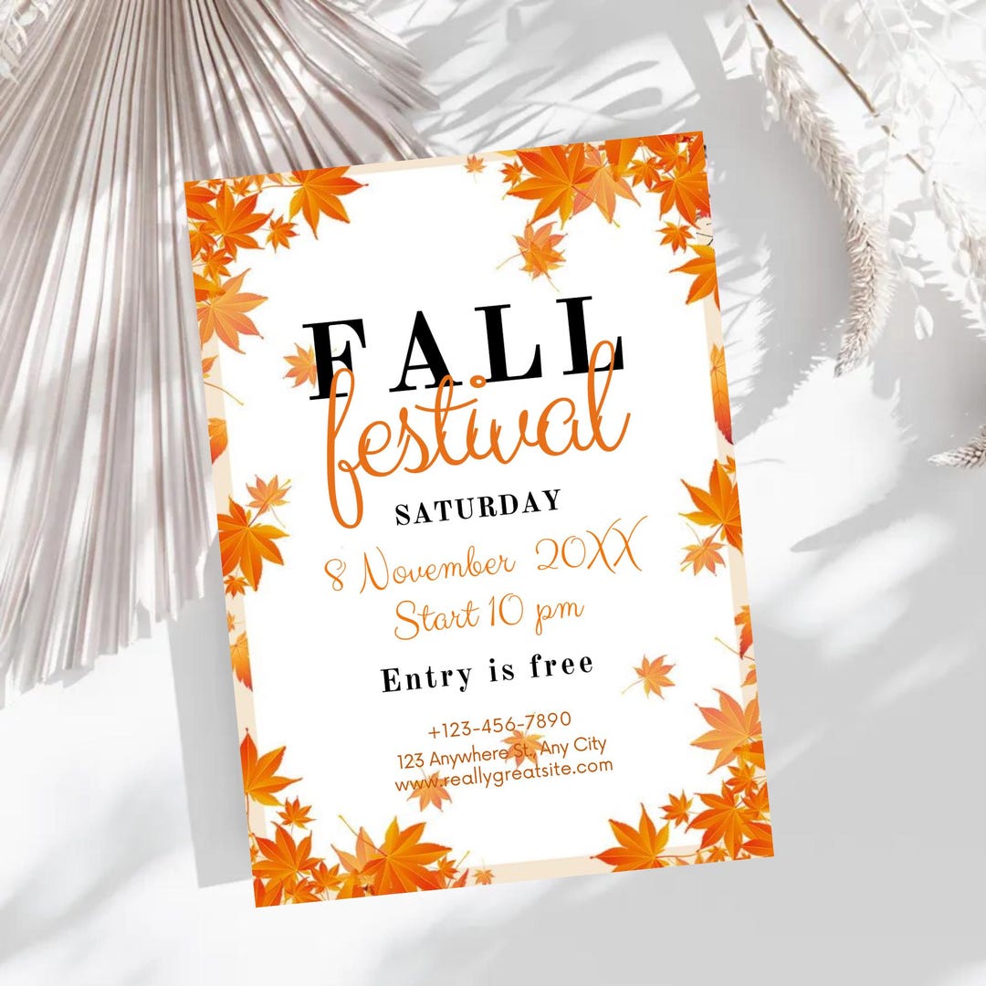 Editable Fall Festival Flyer Template | Autumn Harvest Invitation ...