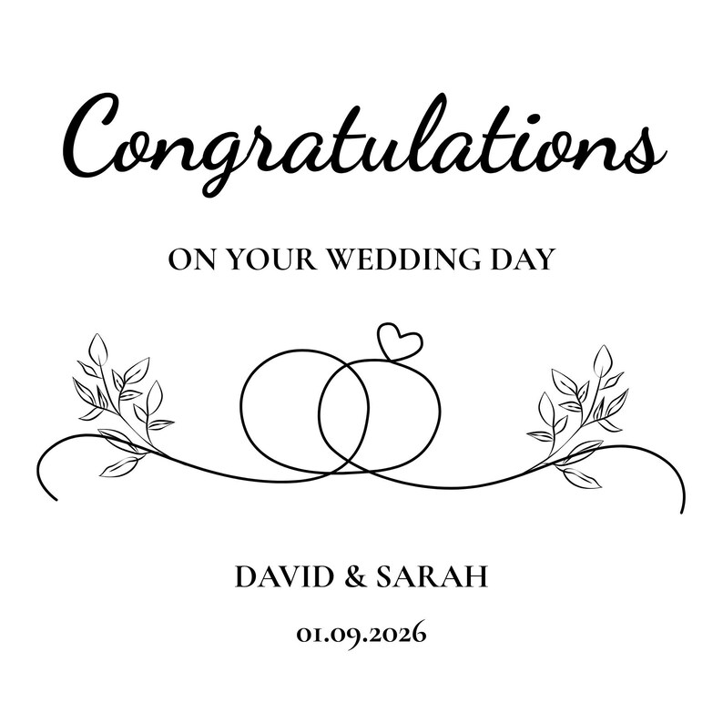Personalised Wedding Card – Custom First Names and Date – Line Art ...