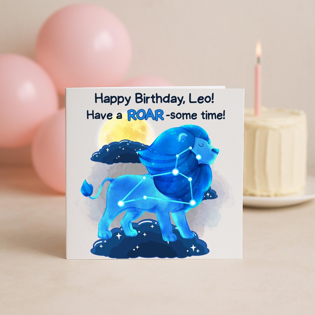 Funny Leo Birthday Card, Lion Zodiac Pun, Astrology Gift - Etsy