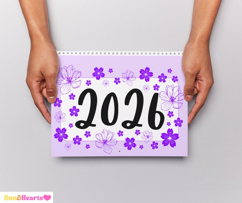 Purple Printable Calendar | 2026 Calendar | Cute Aesthetic Calendar ...