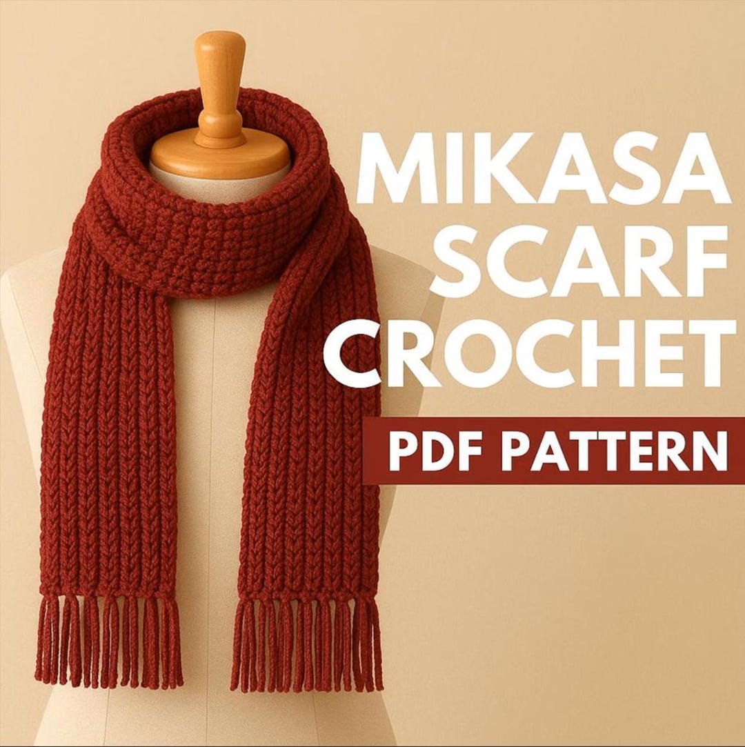 Mikasa Crochet Scarf Pattern • AOT Cosplay Accessory • Digital Download ...