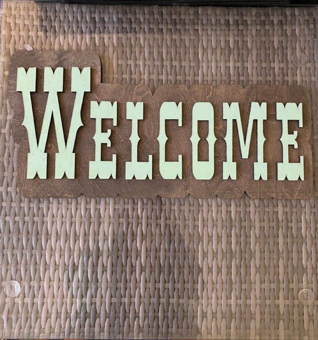 Handmade Welcome Wood Sign, Raised Olive Letters - Etsy