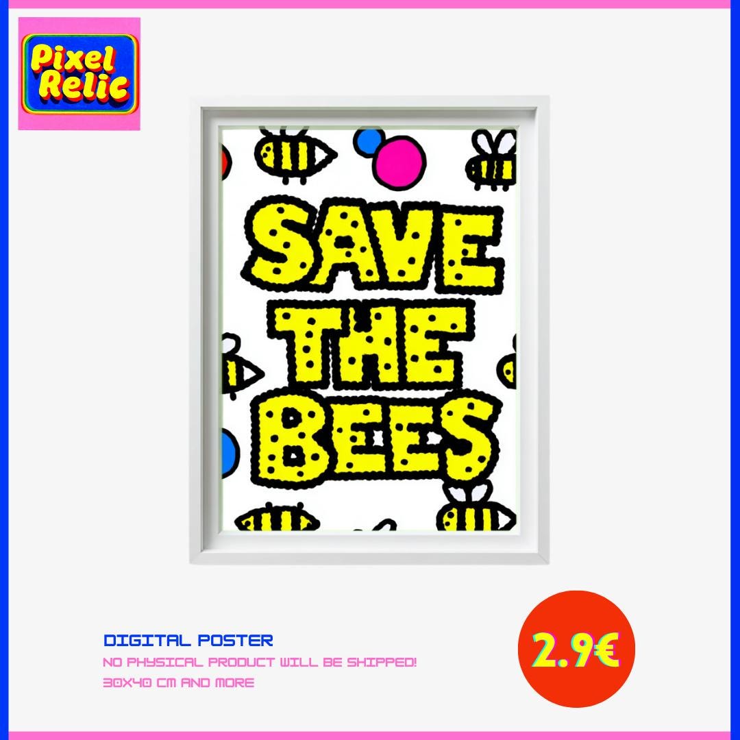 Save the Bees Poster – Colorful Pop Art Digital Download (300 DPI) - Etsy