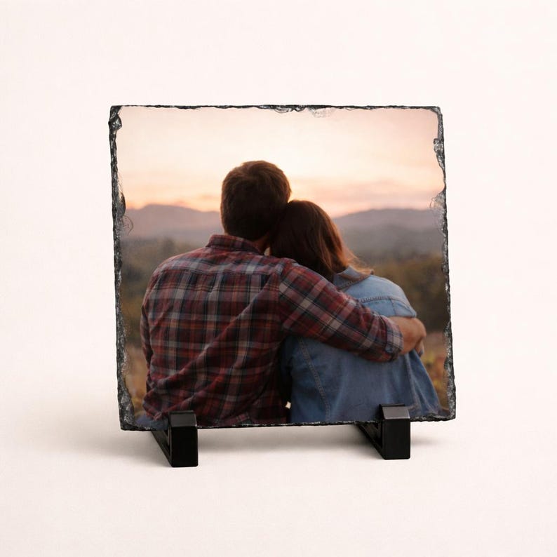 Personalized Square Slate Photo Frame, Custom Photo Stone, Sublimated ...