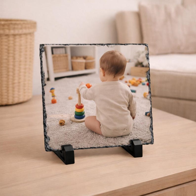 Personalized Square Slate Photo Frame, Custom Photo Stone, Sublimated ...