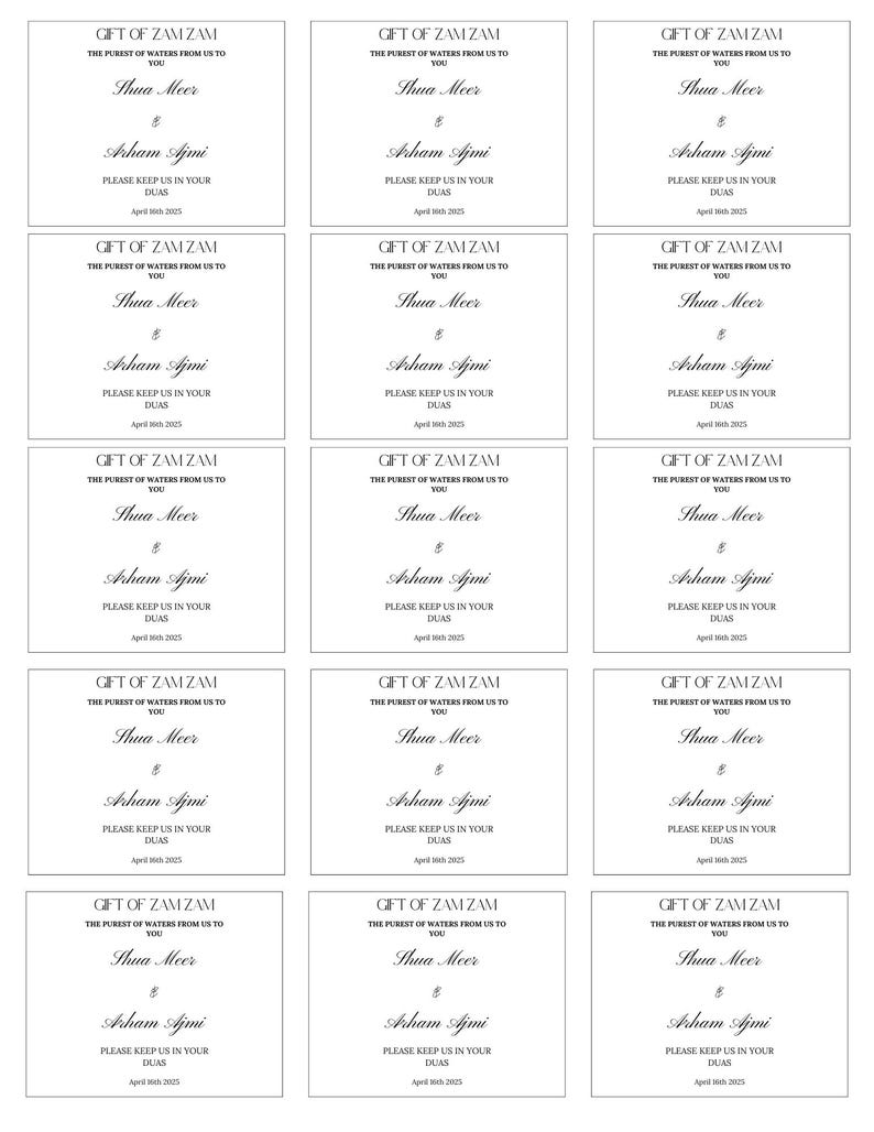Editable Zam Zam Water Bottle Label | Islamic Wedding Favor (digital ...