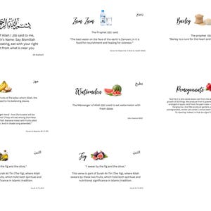 Sunnah Set up Foods Cards | Islamic Nutrition Printables | Quran ...