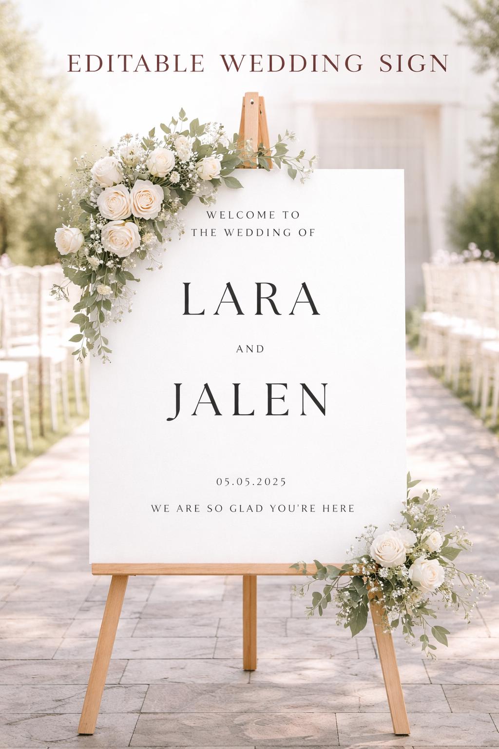 Minimalist Wedding Welcome Sign Template, Elegant Welcome Poster ...