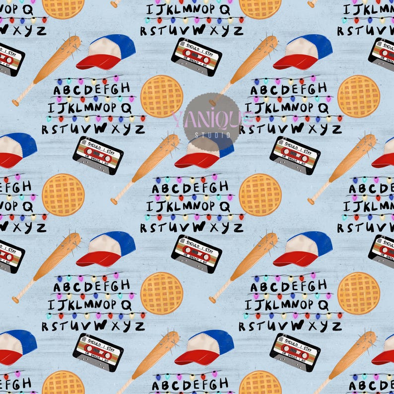 Stranger Things Inspired 80s Retro Horror Patterns | Waffle, Bat ...