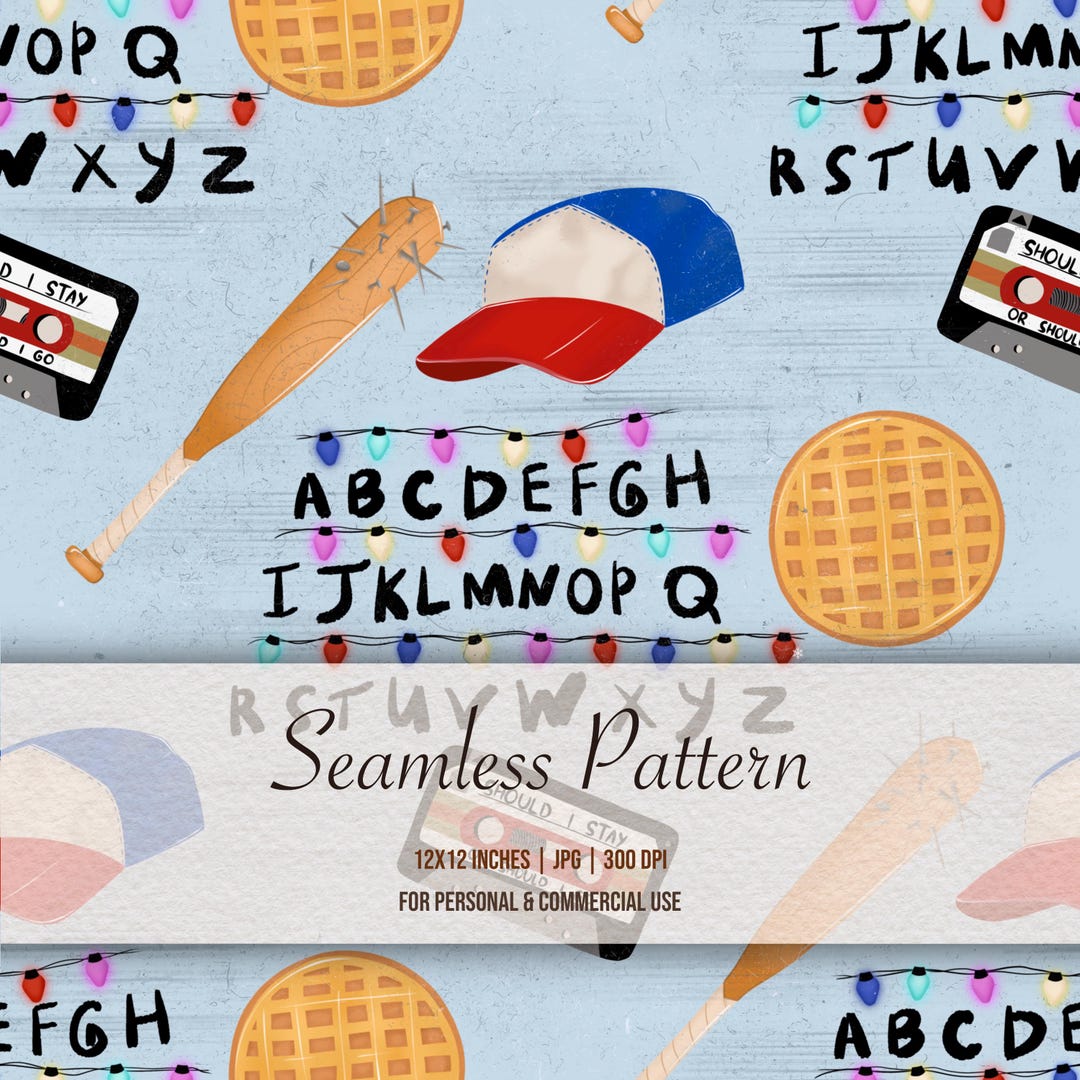 Stranger Things Inspired 80s Retro Horror Patterns | Waffle, Bat ...