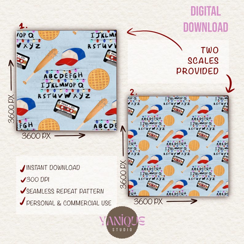 Stranger Things Inspired 80s Retro Horror Patterns | Waffle, Bat ...