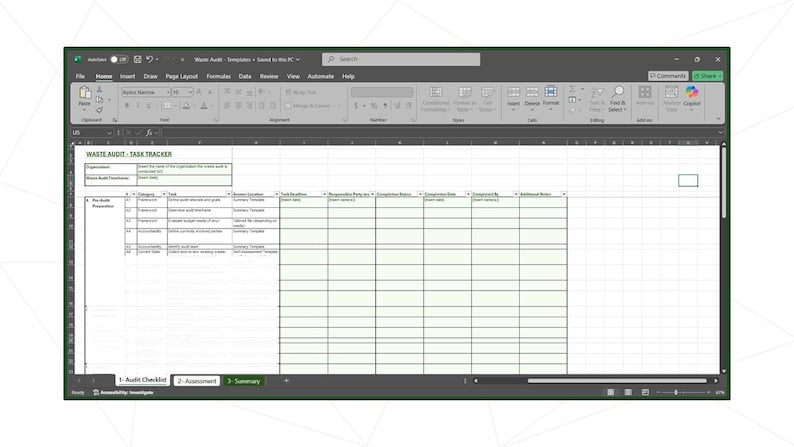 Waste Audit Spreadsheet - Audit Checklist - Waste-related Activity ...