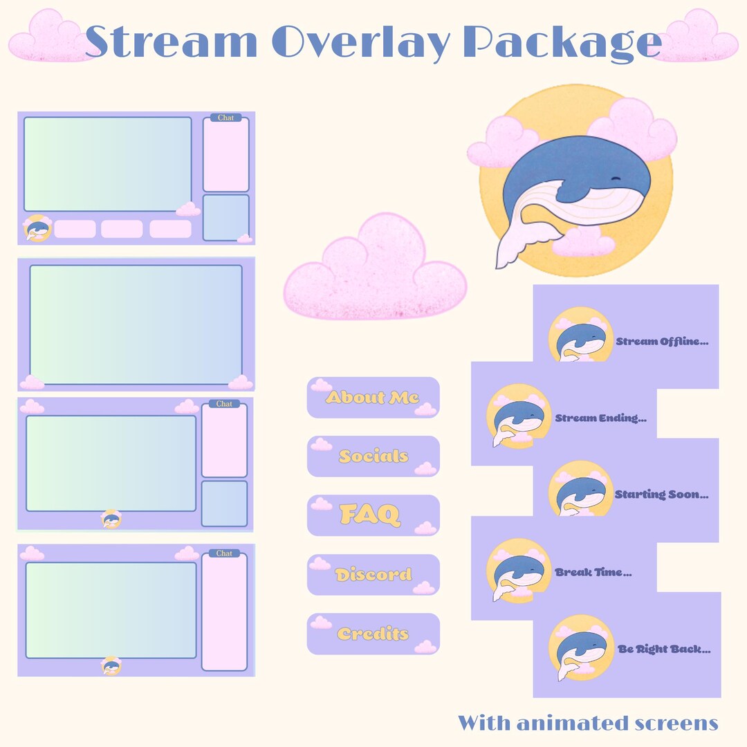 Ocean Dreams Stream Overlay Package | Soft & Cute Stream Aesthetic Set ...