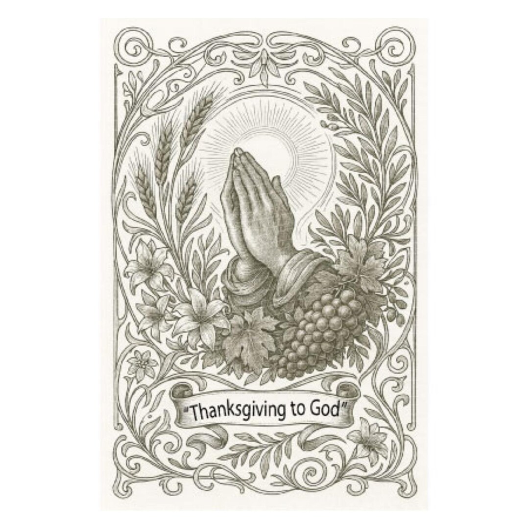 Art Nouveau Praying Hands Print | Thanksgiving to God JPG - Etsy