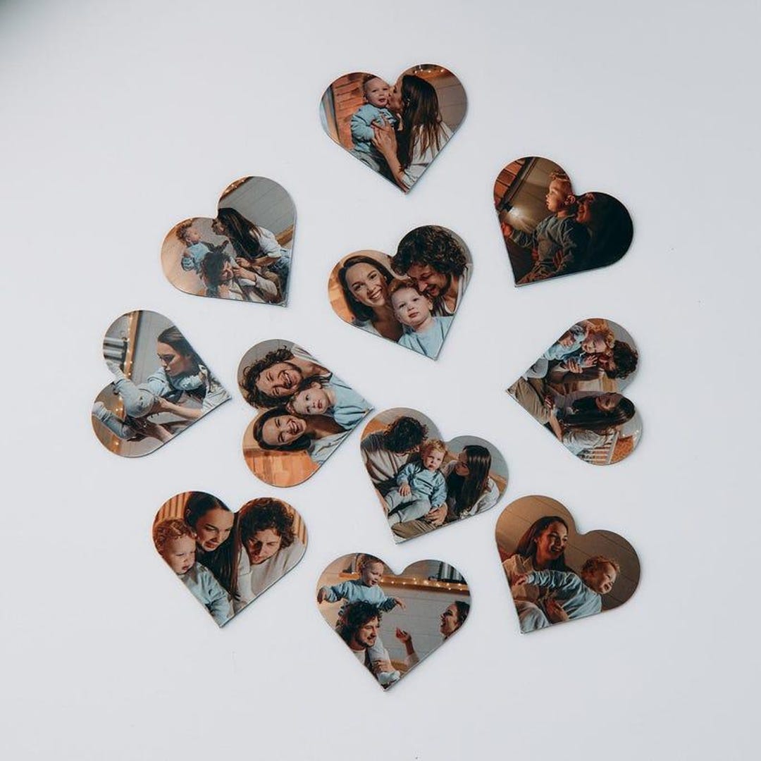 Custom Heart Photo Magnets and Keychain, Personalized Anniversary ...