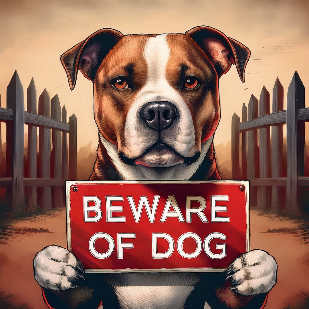 Staffordshire Terrier Beware of Dog Sign - Etsy