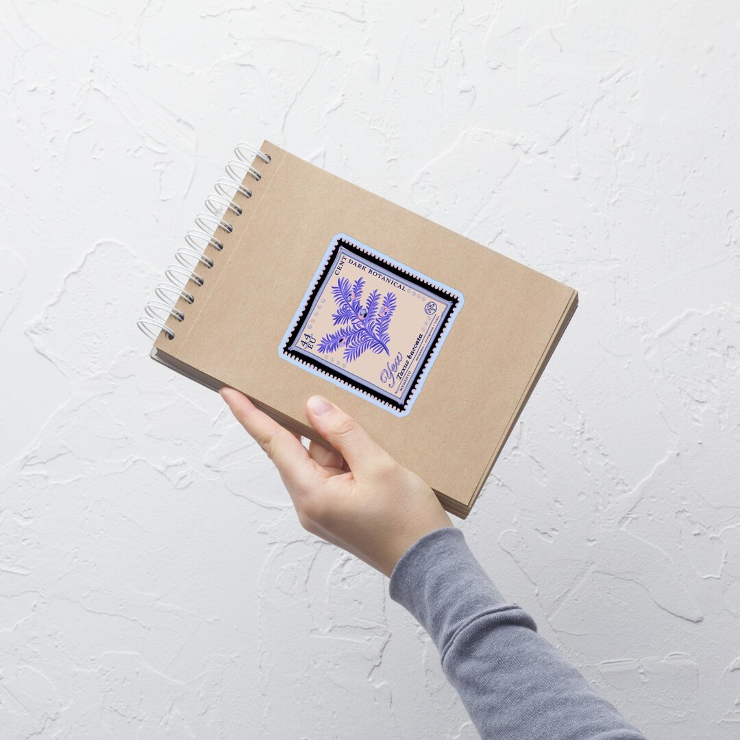 Blue Yew Sticker (taxus Baccata) – Vintage Stamp Design | Dark ...