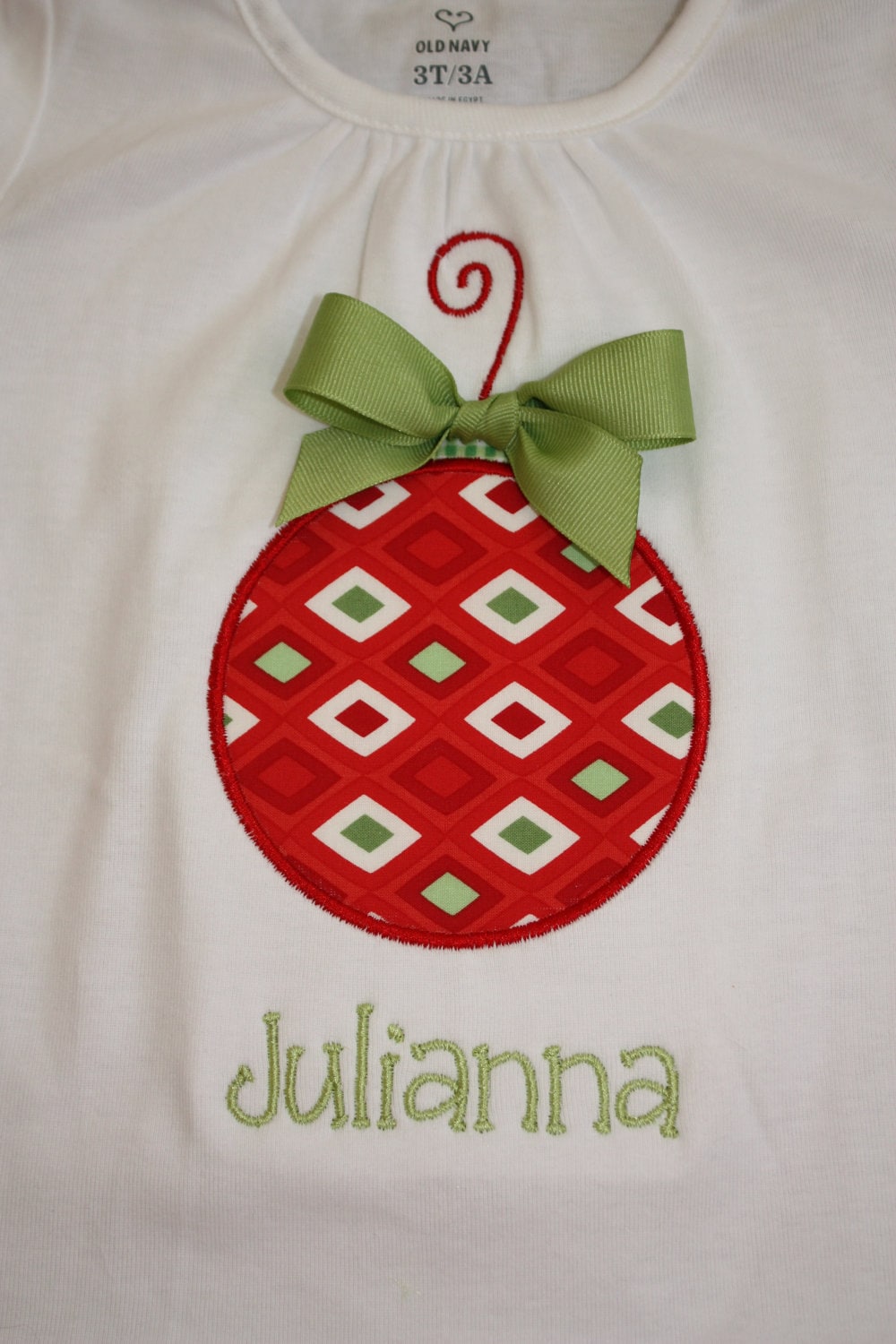 Personalized Applique Christmas Ornament Long or Short Sleeve | Etsy