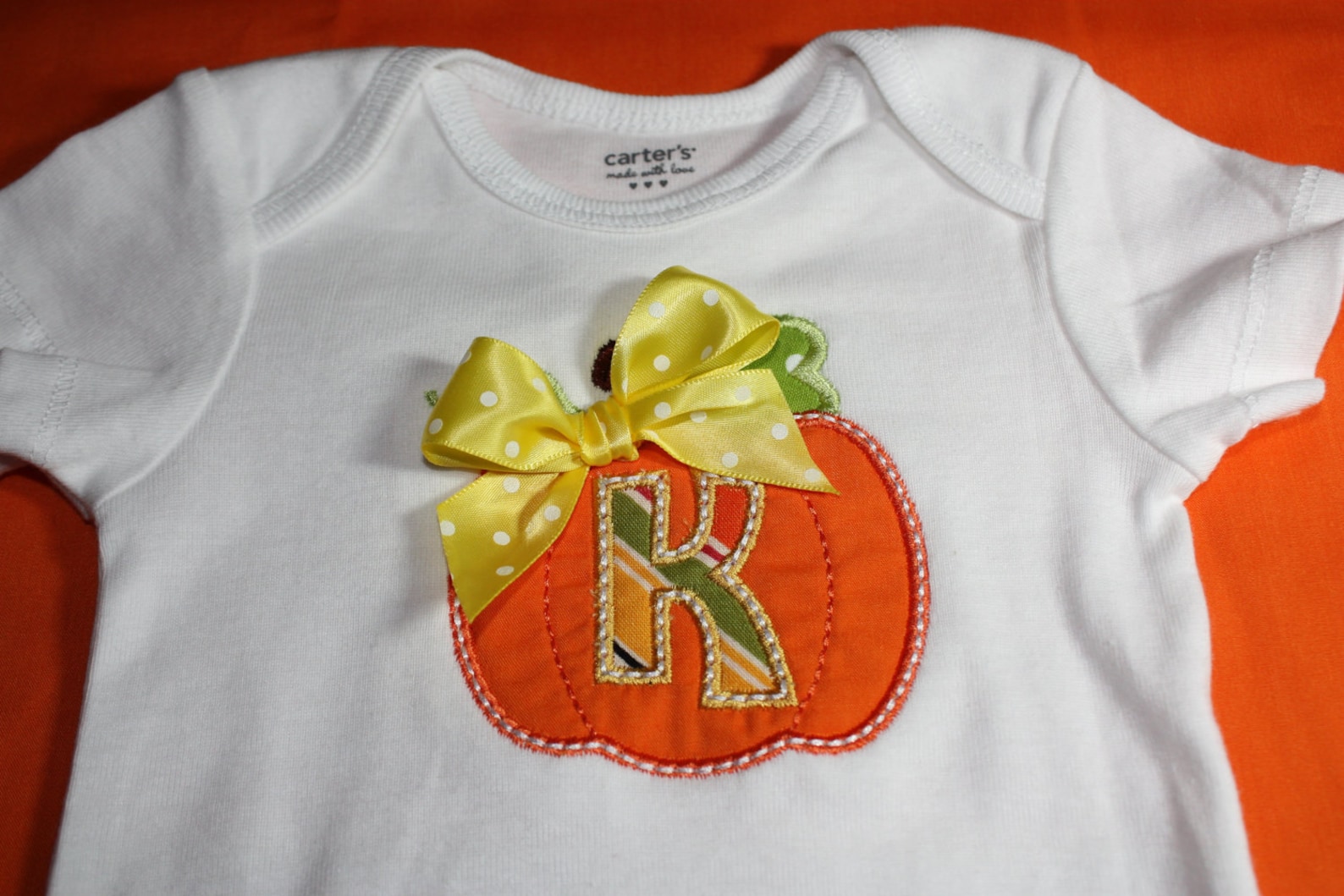 Personalized Applique Fall Initial Pumpkin Long/short Sleeve - Etsy