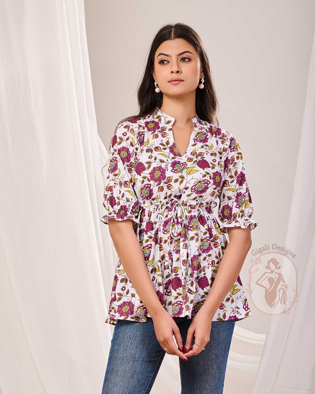 Floral Printed Cotton Tunic - Etsy
