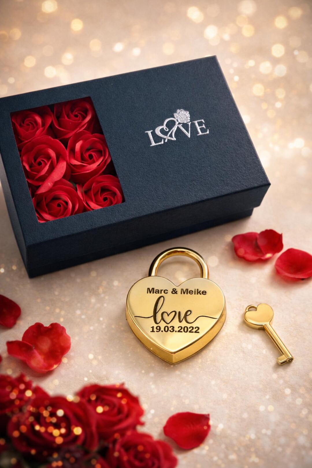 Personalized Love Lock With Engraving – Heart Lock With Names – Gift ...