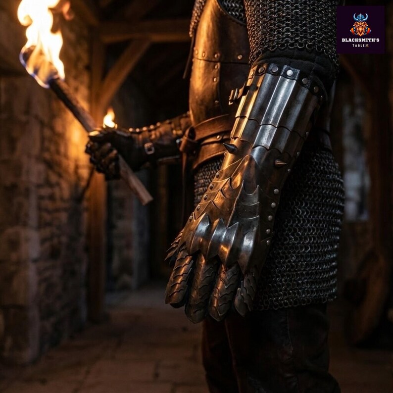 Black Steel Gothic Knight Gauntlets | Articulated Medieval Armor Gloves ...