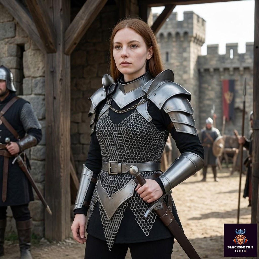 Lady Knight Armor Set | Medieval Steel Pauldrons, Gorget, Bracers ...