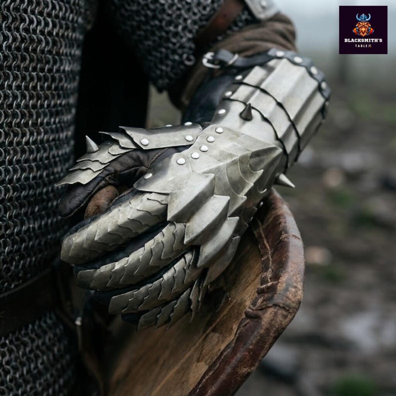 Black Steel Gothic Knight Gauntlets | Articulated Medieval Armor Gloves ...
