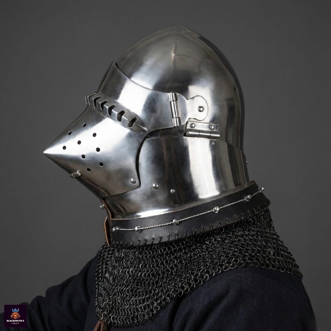 Medieval Bascinet Knight Helmet With Houndskull Visor | Handmade Steel ...