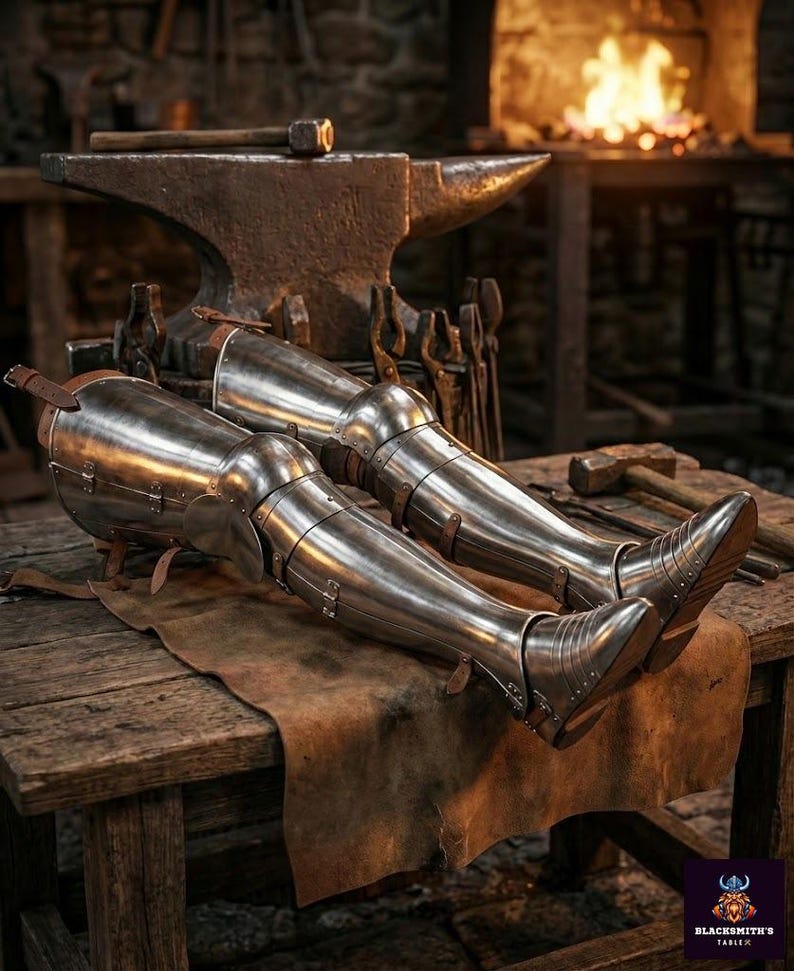 Medieval Leg Armor Set With Sabatons | Gothic Steel Cuisses Poleyns ...