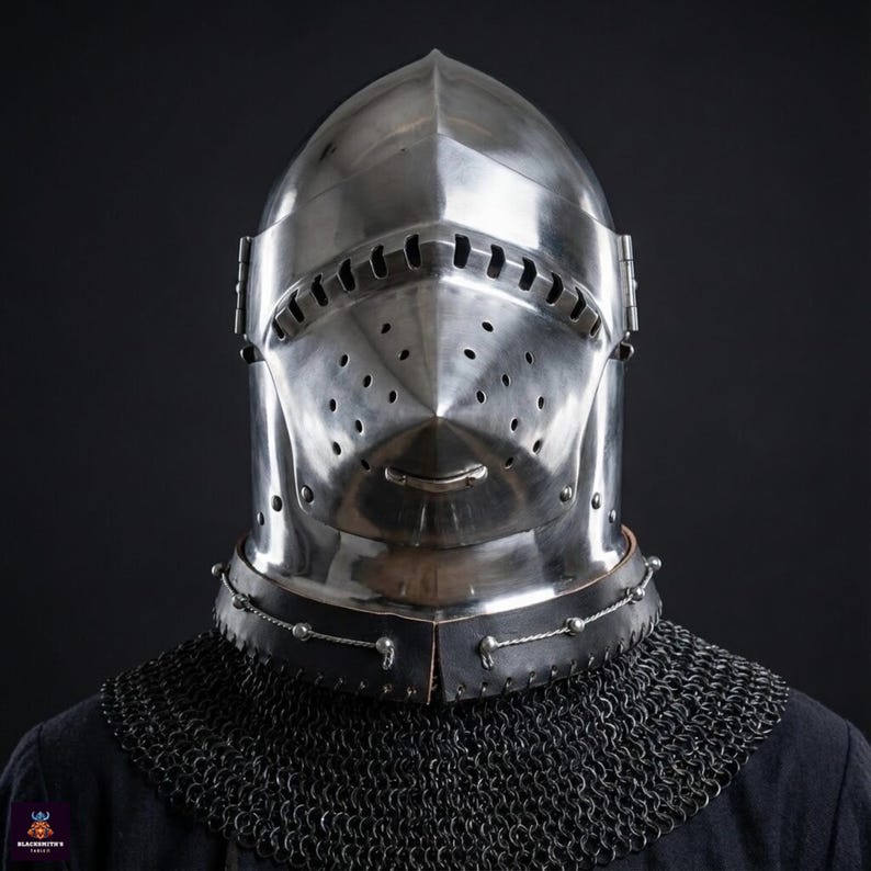 Medieval Bascinet Knight Helmet With Houndskull Visor | Handmade Steel ...