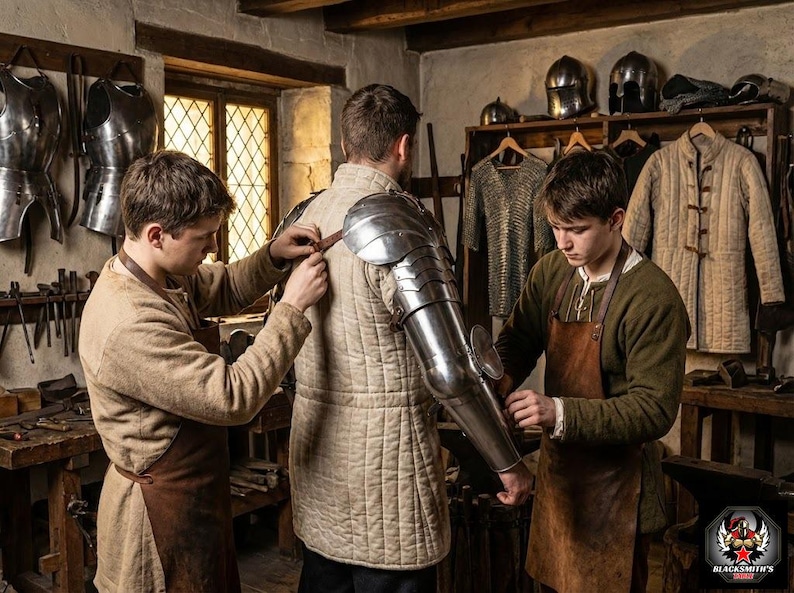 Medieval Steel Knight Arm Armor With Pauldrons | Steel Shoulder Arm ...