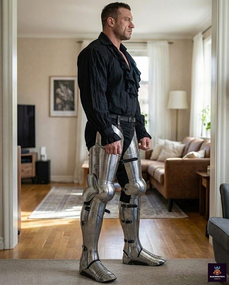 Medieval Leg Armor With Sabatons | Steel Gothic Plate Legs | Knight ...