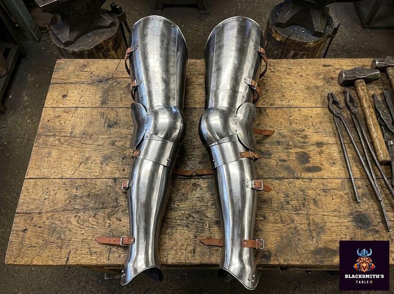 Medieval Leg Armor Set With Sabatons | Gothic Steel Cuisses Poleyns ...