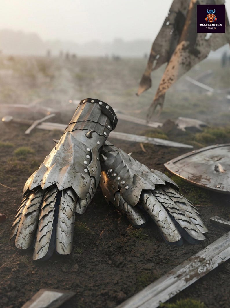 Black Steel Gothic Knight Gauntlets | Articulated Medieval Armor Gloves ...