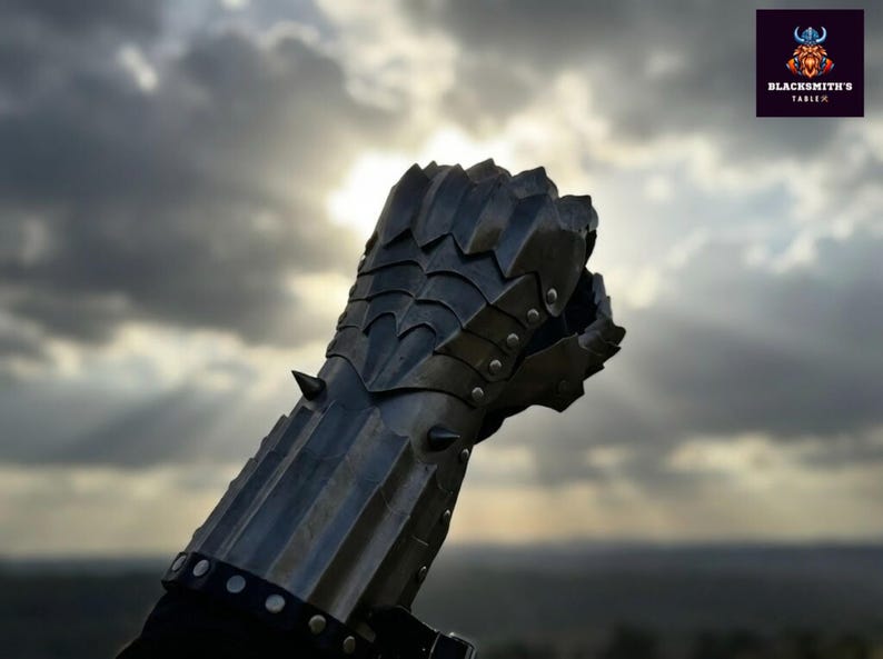 Black Steel Gothic Knight Gauntlets | Articulated Medieval Armor Gloves ...