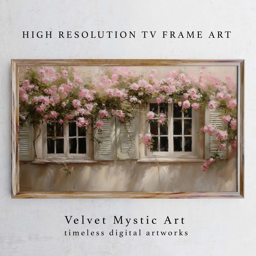Pink Roses Samsung Frame TV Art, Cottagecore Floral, French Country ...