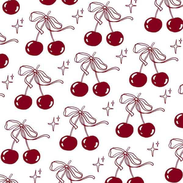Bow and Cherries Wallpaper - Etsy