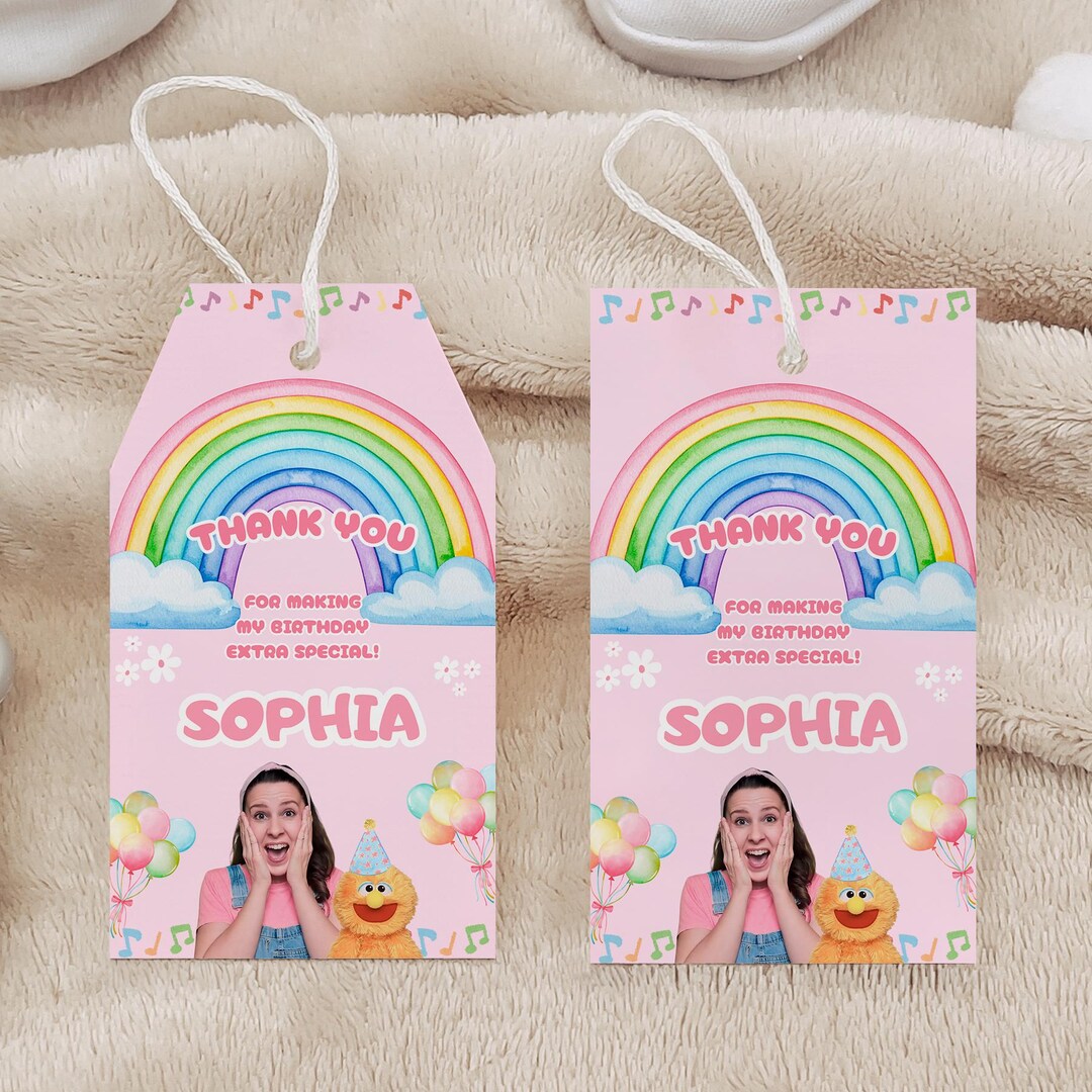 Editable Ms. Rachel Birthday Thank You Tags (digital Download) - Etsy