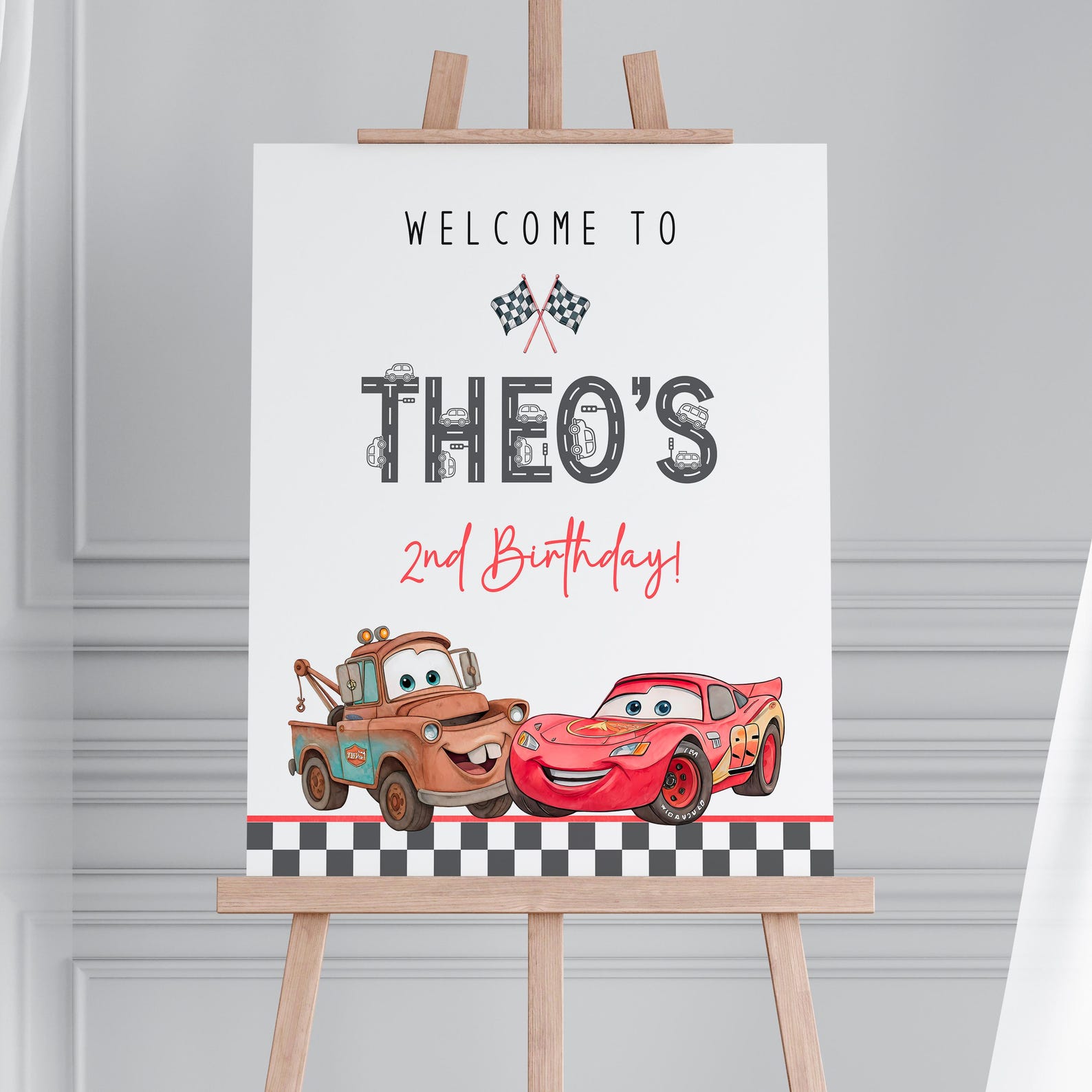 Editable Cars Birthday Party Signs, Lightning Mcqueen Decor (digital ...