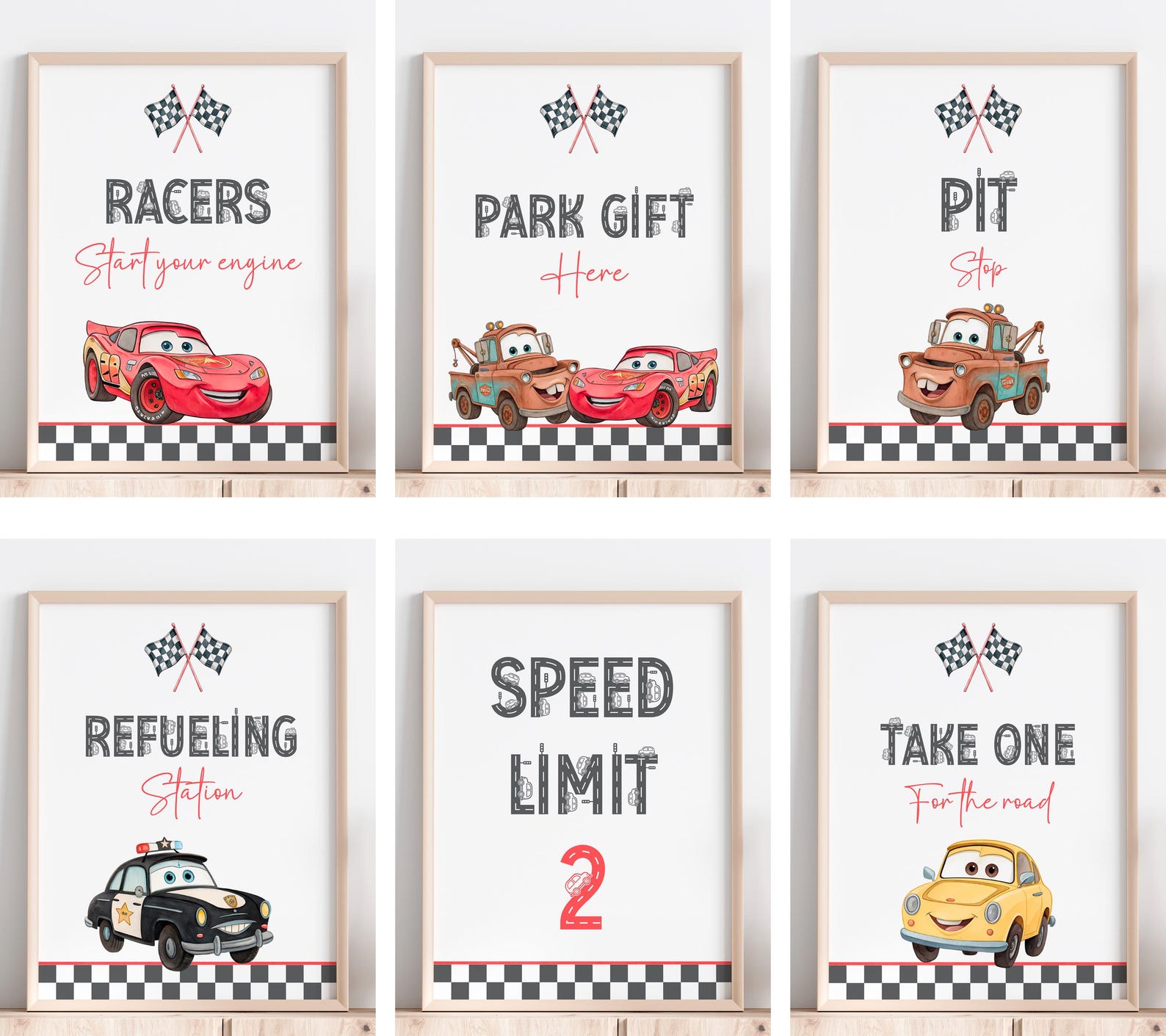 Editable Cars Birthday Party Signs, Lightning Mcqueen Decor (digital ...