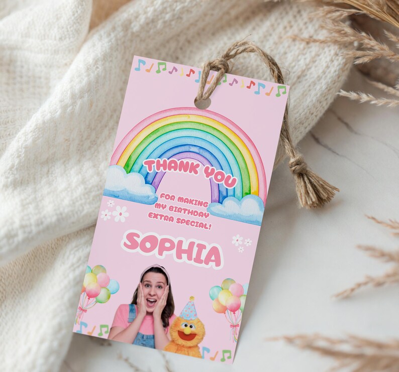 Editable Ms. Rachel Thank You Tags | Miss Rachel Kids Birthday Party ...