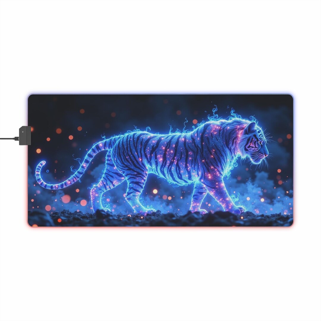 Neon Tiger LED Gaming Mouse Pad, RGB Desk Decor - Etsy