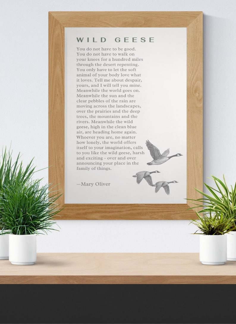 Wild Geese by Mary Oliver — Printable Poetry Art | Instant Digital ...