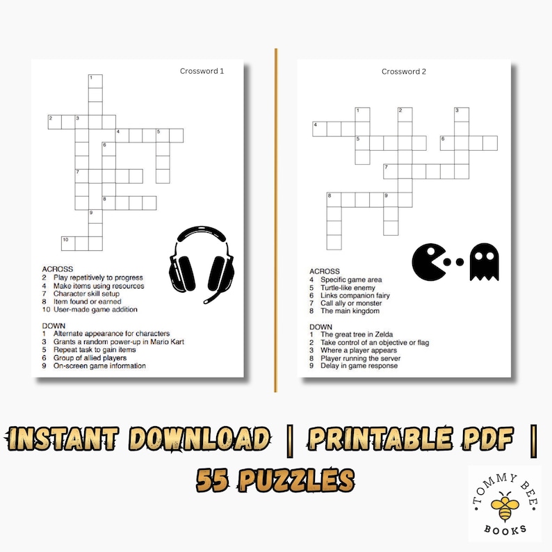 Gaming Crossword Puzzles – 60 Video Game Brain Games (digital Download ...