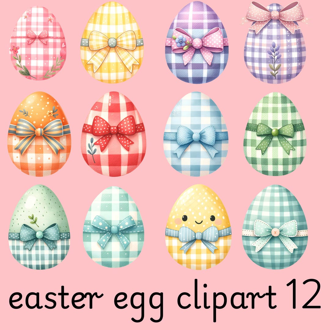 12 Easter Eggs Clipart: PNG Bundle (digital Download) - Etsy