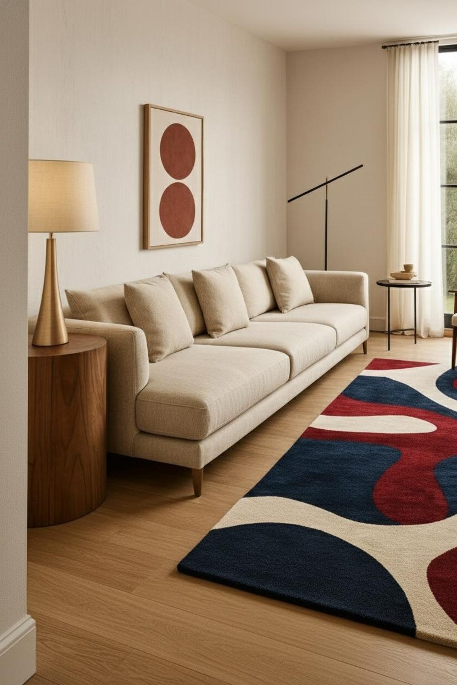 Navy and Red Tufted Rug | Modern Abstract Area Carpet - Etsy