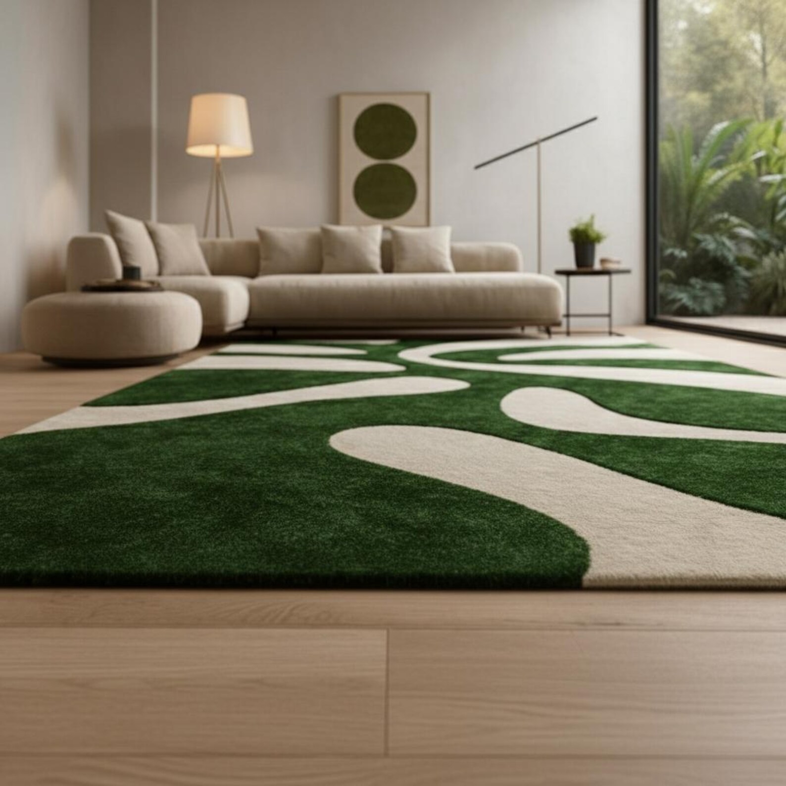 Green Organic Tufted Rug | Modern Pattern Area Carpet - Etsy