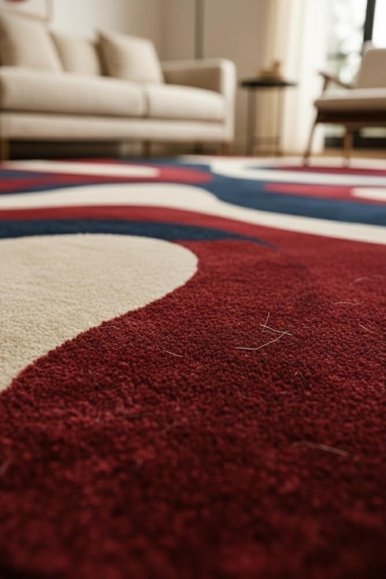 Navy and Red Tufted Rug | Modern Abstract Area Carpet - Etsy